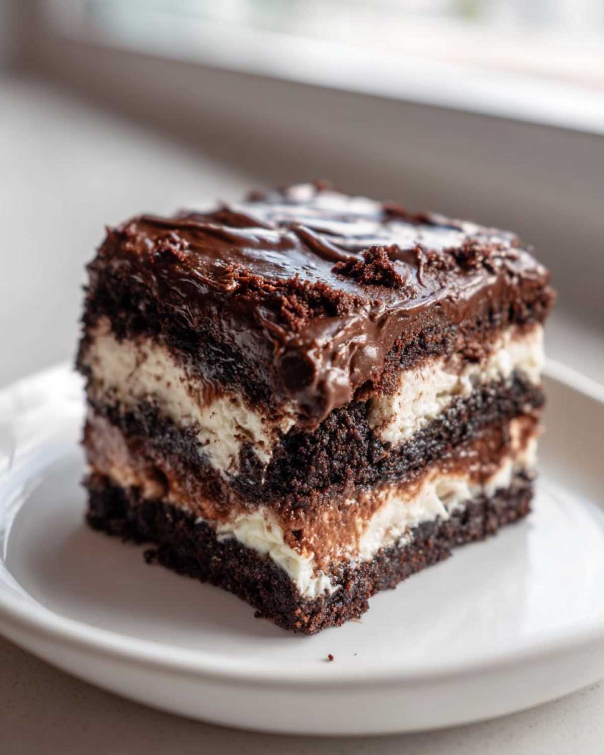 Amazing 3-Layer Brownie Refrigerator Cake Joy